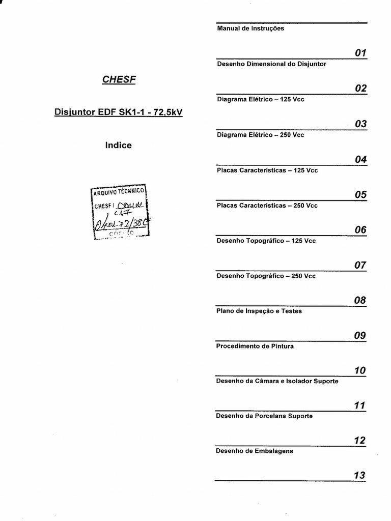 Databook Disjuntor ABB EDF SK1-1 CTN 90-2009-0710 | PDF