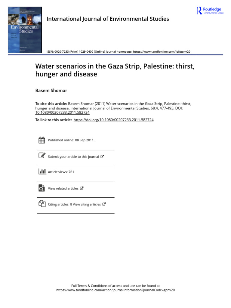 Water Scenarios in The Gaza Strip Palestine Thirst Hunger and Disease ...