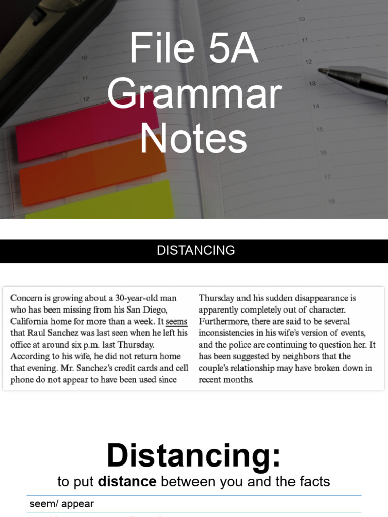 6th AD 5A Notes On Distancing | PDF | Verb | Subject (Grammar)