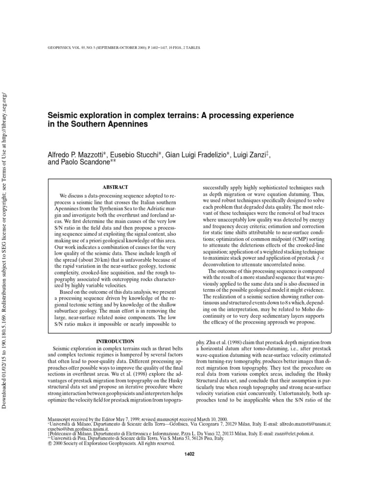 Seismic Complex Terrain Processing Pdf Reflection Seismology Seismology 