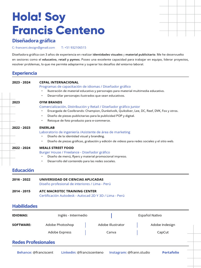 CV Diseño Gráfico - Francis Centeno 2024 | PDF | Crecimiento personal y ...