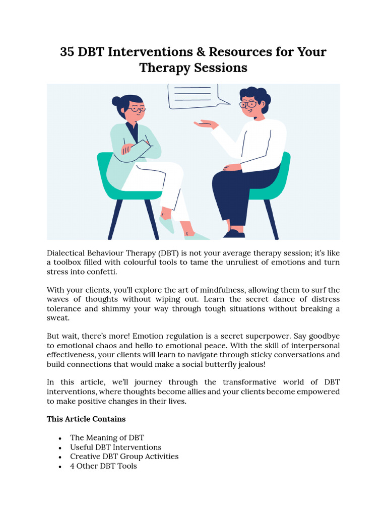35 DBT Interventions & Resources For Your Therapy Sessions | PDF ...