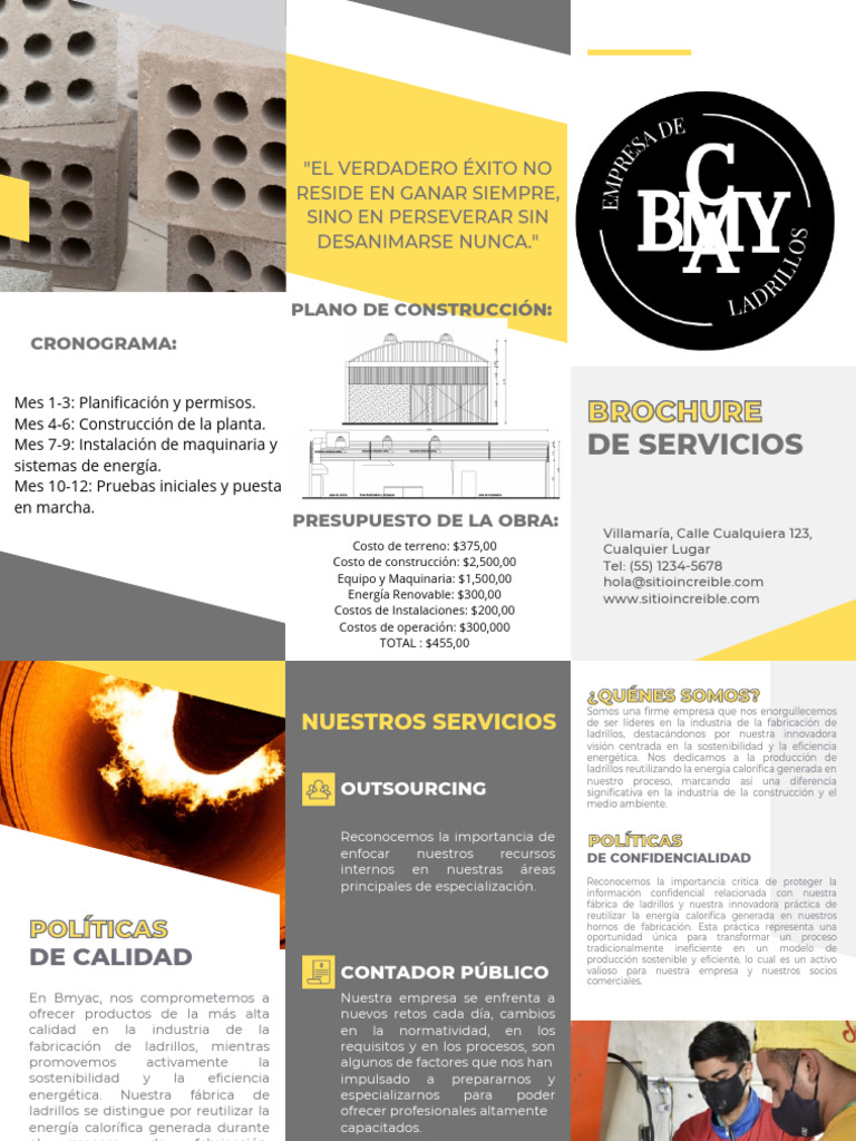 Folleto Brochure de Servicios Empresa Profesional Amarillo (3 ...