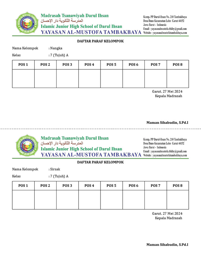 Daftar Paraf Kelompok | PDF