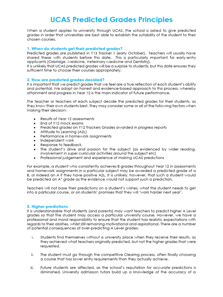 Ucas Predicted Grades Principles Download Free Pdf Prediction Teachers