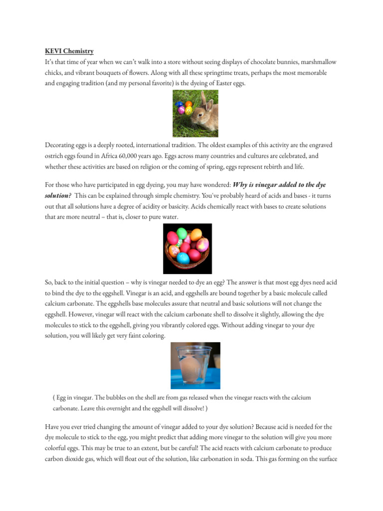 Chemistry of Dyeing Easter Eggs | PDF | Acid | Sodium Carbonate