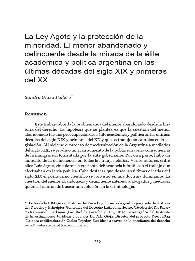 Ley Agote y menores en Argentina | PDF | Crímenes | Crimen y violencia