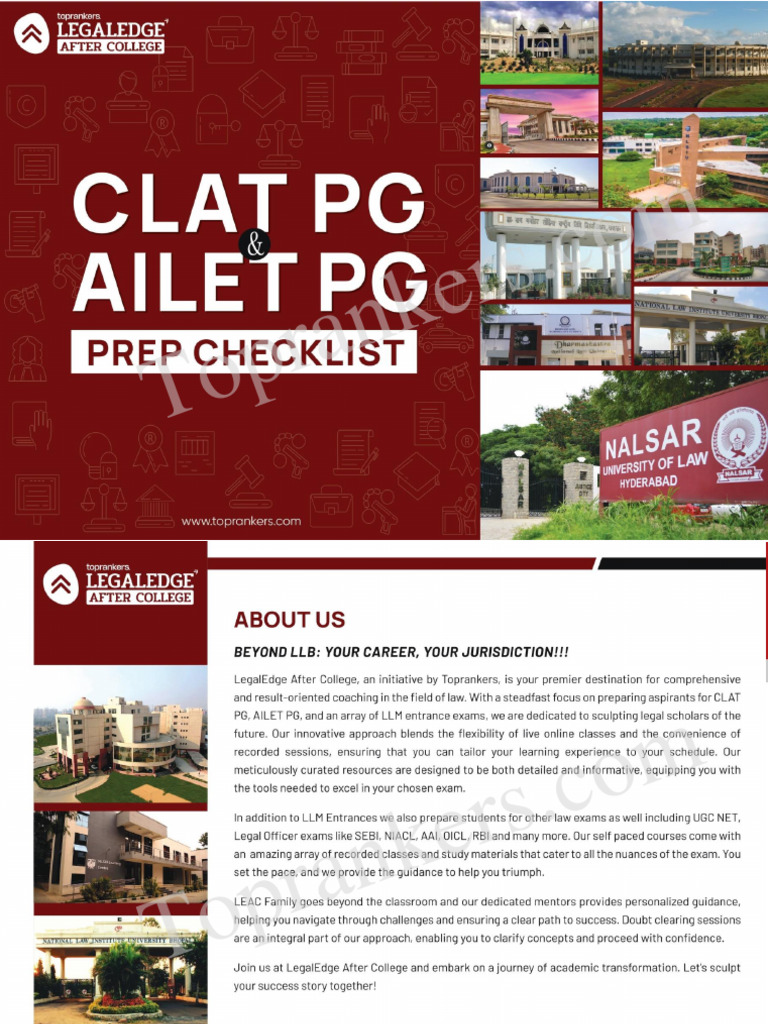 Clat and Ailet PG Checklist5983361 | PDF | Bail | International Law
