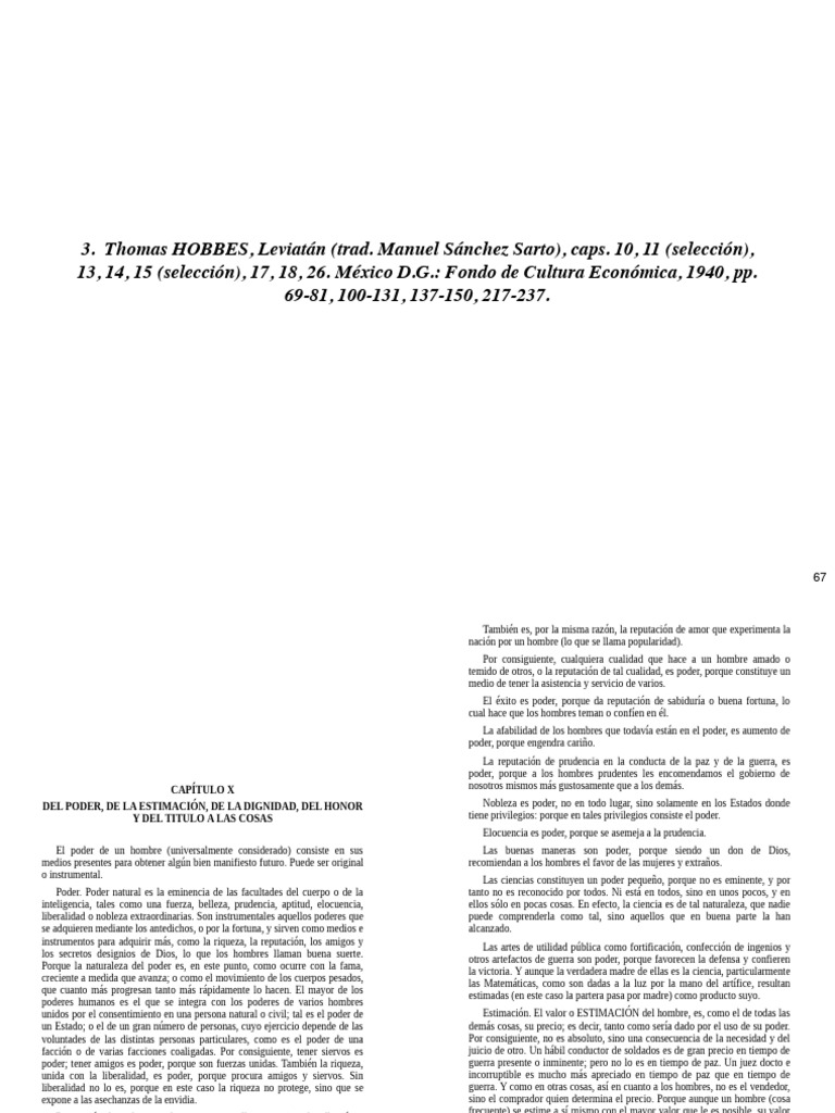 HOBBES Thomas. Leviat N - Caps. 10 11 Selecci N 13 14 15 Selecci N 17 18 y 26. | PDF | Justicia ...
