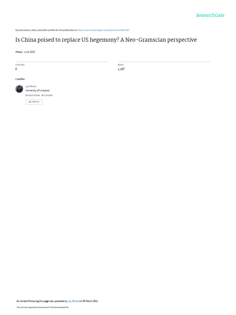 Neo-Gramscian View on China vs. US | PDF | Hegemony | Exports