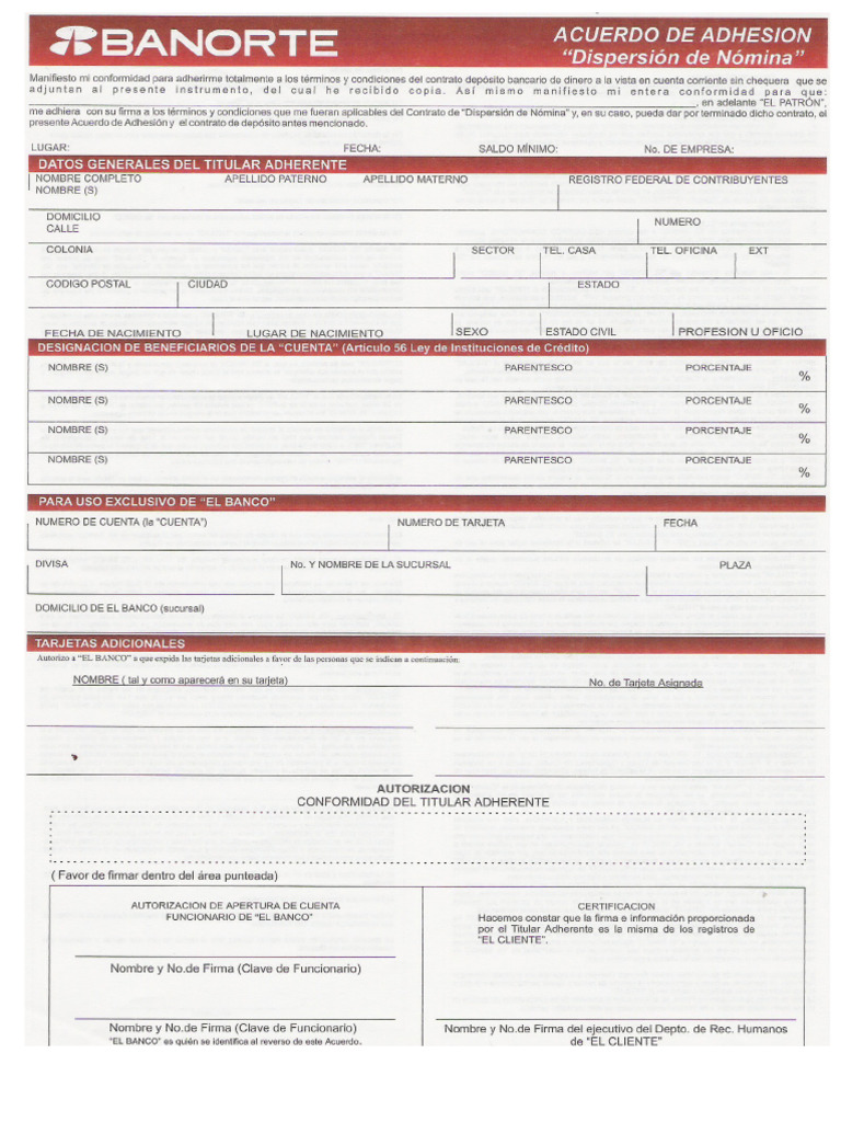 Acuerdo de Adhesion Banorte | PDF