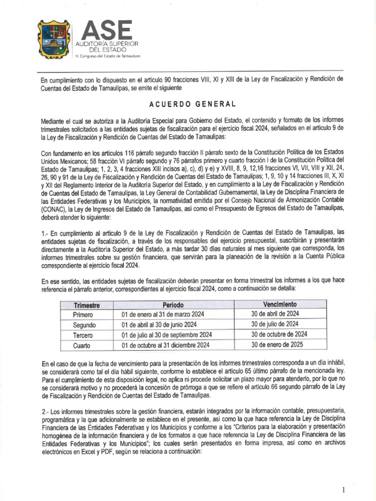 Acuerdo General 2024 | PDF