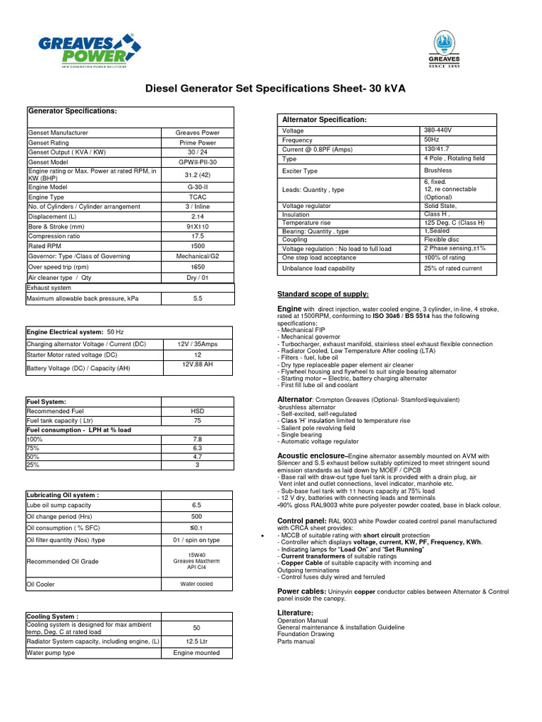 30 Kva Silent Diesel Generator | PDF | Diesel Engine | Engines