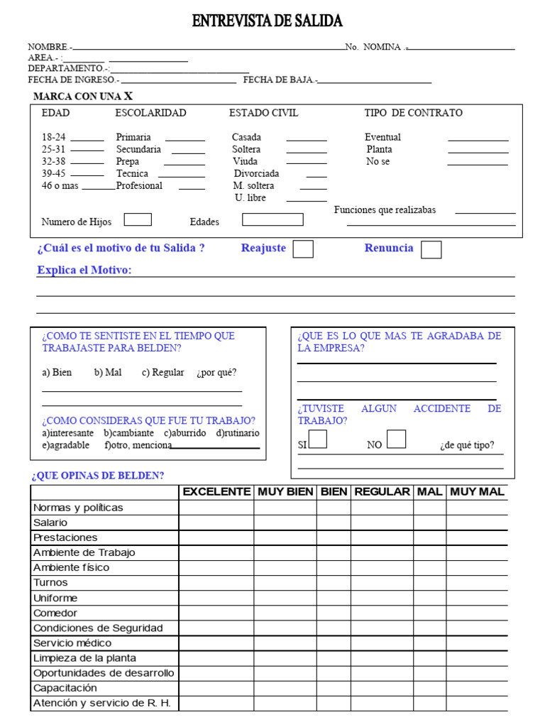 FORMATO-Entrevista de Salida | PDF | Crecimiento personal y profesional