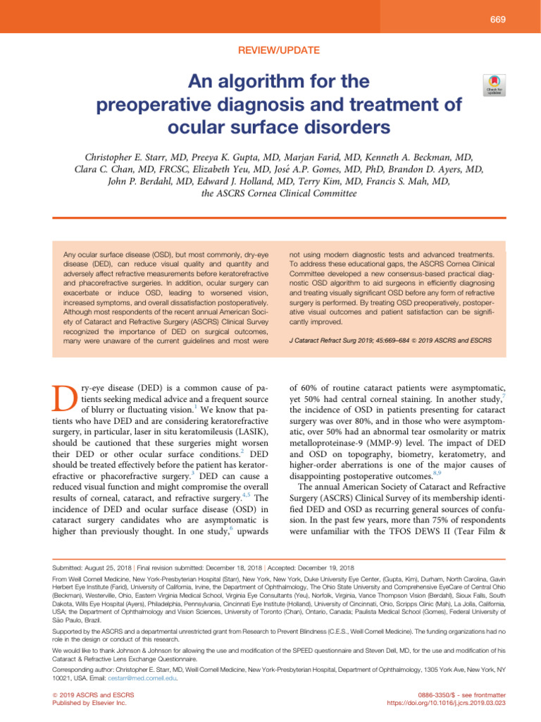 An Algorithm For Thepreoperative Diagnosis | PDF | Human Eye | Cornea