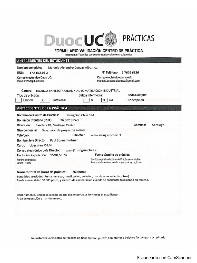 Formulario Validación Douc | PDF