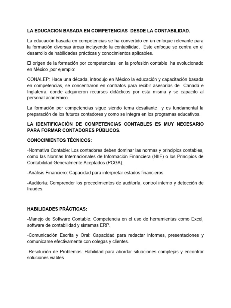 La Educacion Basada en Competencias Desde La Contabilidad | PDF | Contabilidad | Contador