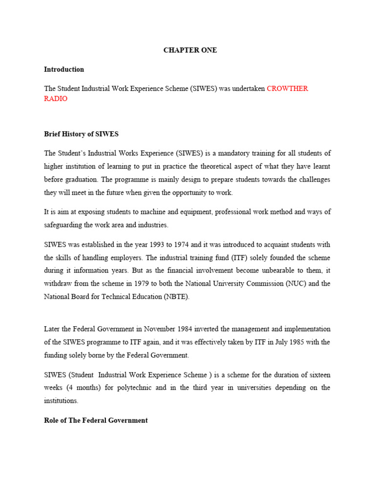Overview of SIWES and Crowther Radio Experience | PDF