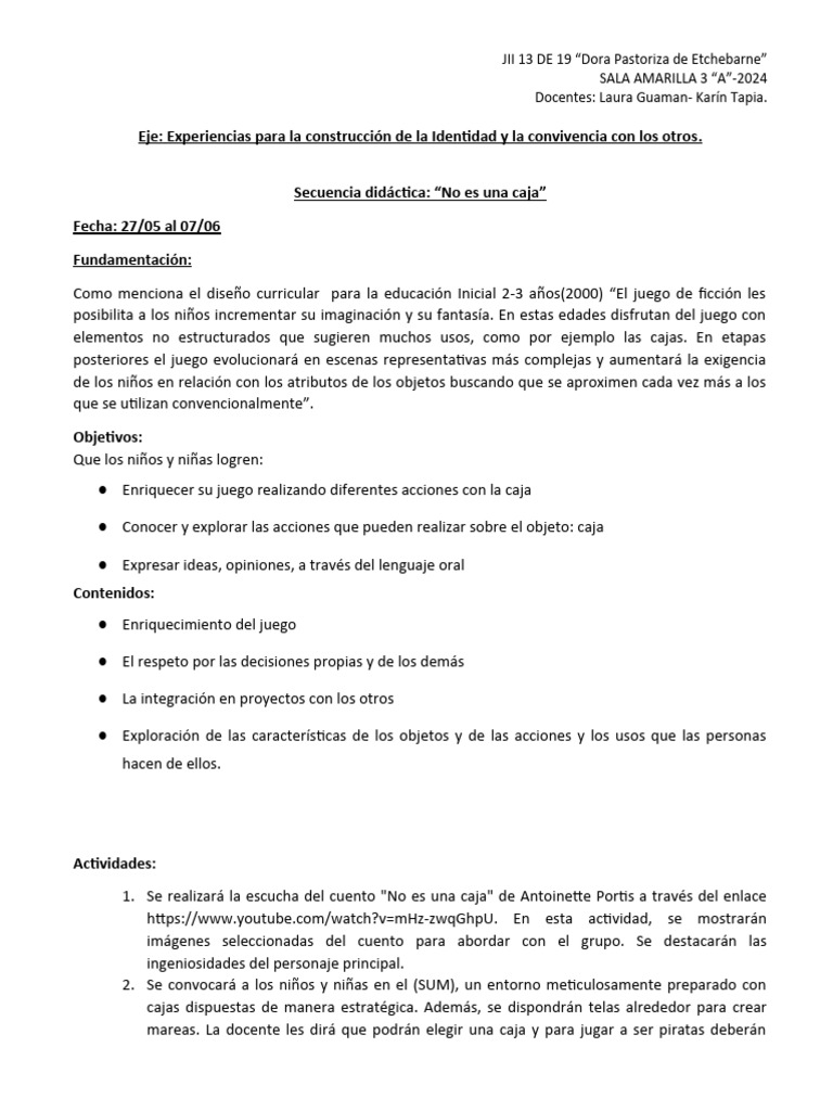 Secuencia Didáctica: "No es una caja" | PDF | Ciencias sociales
