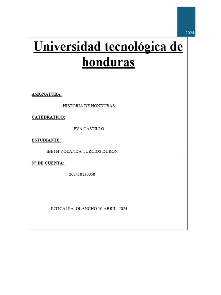 Tarea 6 Historia de Honduras Ibeth | PDF | Ciencias Políticas | Gobierno