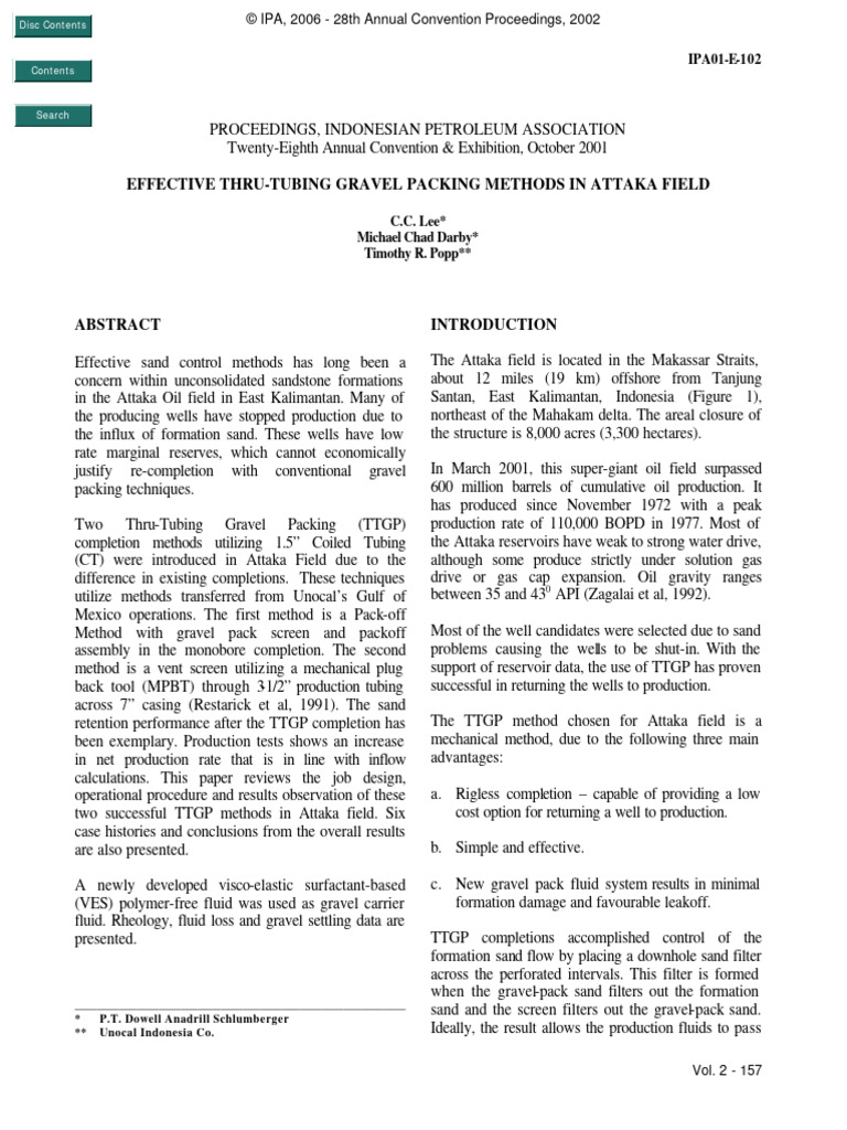 Effective Thru-Tubing Gravel Packing Methods in Attaka Field | PDF | Filtration | Casing (Borehole)