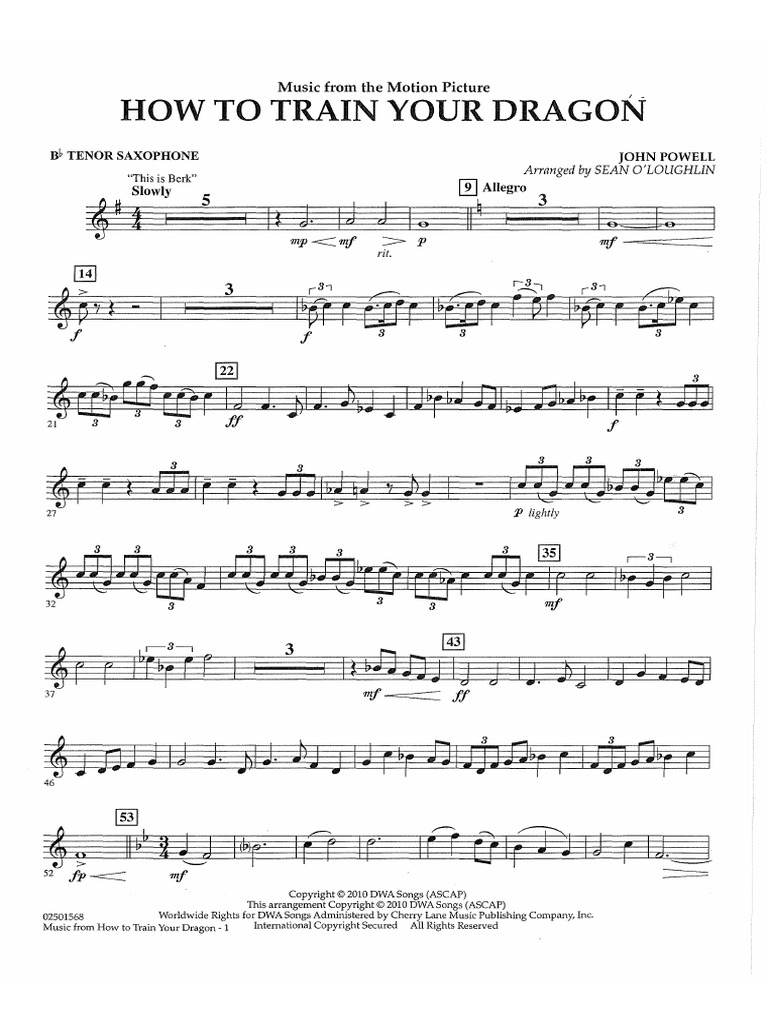 10 - Tenor Sax - How to train your Dragon | PDF