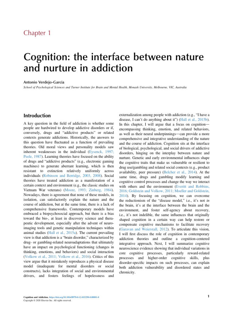 Chapter 1 Cognition the Interface Between Nature an 2020 Cognition and Ad | PDF | Impulsivity ...