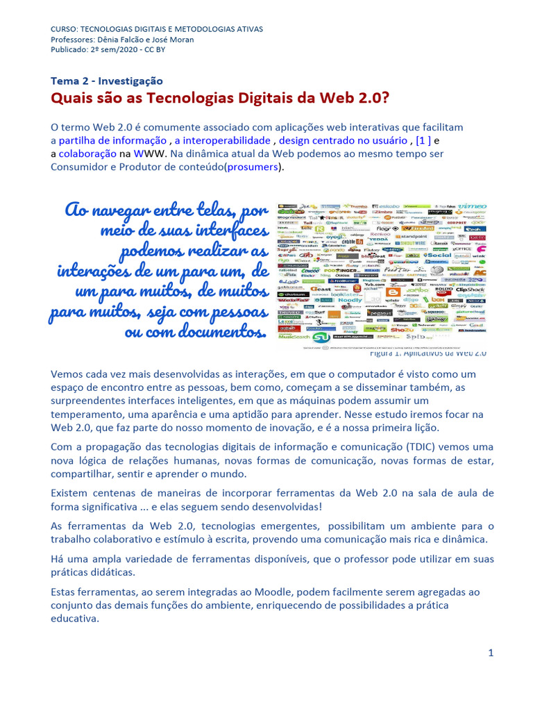 (Texto 3) Quais Sao As Tecnologias Digitais Web 2.0 TDMA | PDF | Aprendizado | Rede mundial de ...