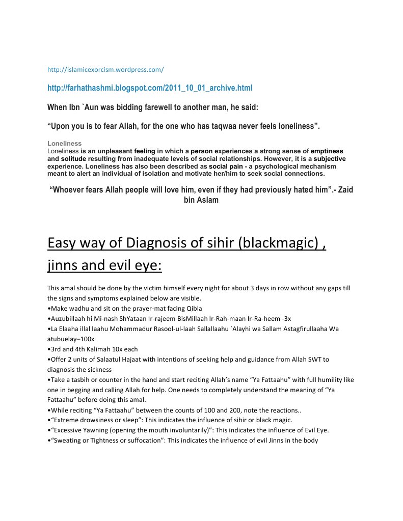 Powerful Dua Against Black Magic and Jinn | PDF