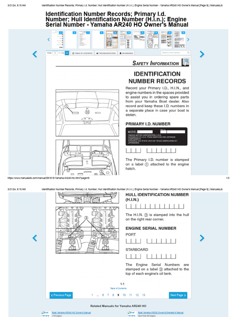 Identification Number Records Primary I.D. Number Hull Identification ...
