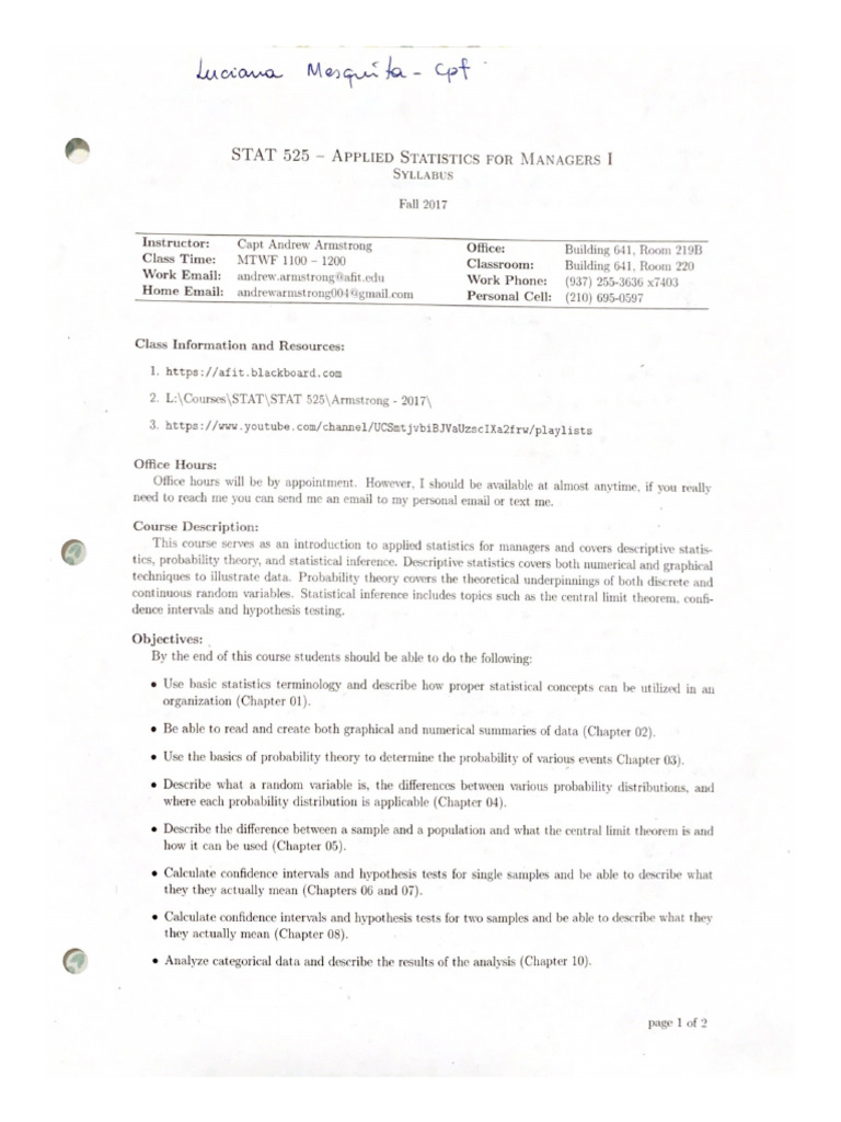 Applied Stats I | PDF