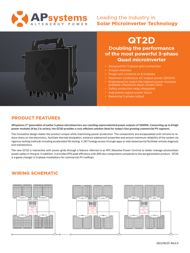 Datasheet APsystems QT2D | PDF | Photovoltaics | Electrical Grid