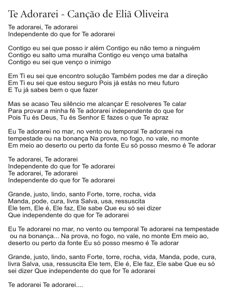 Letra Te adorarei Eliã | PDF