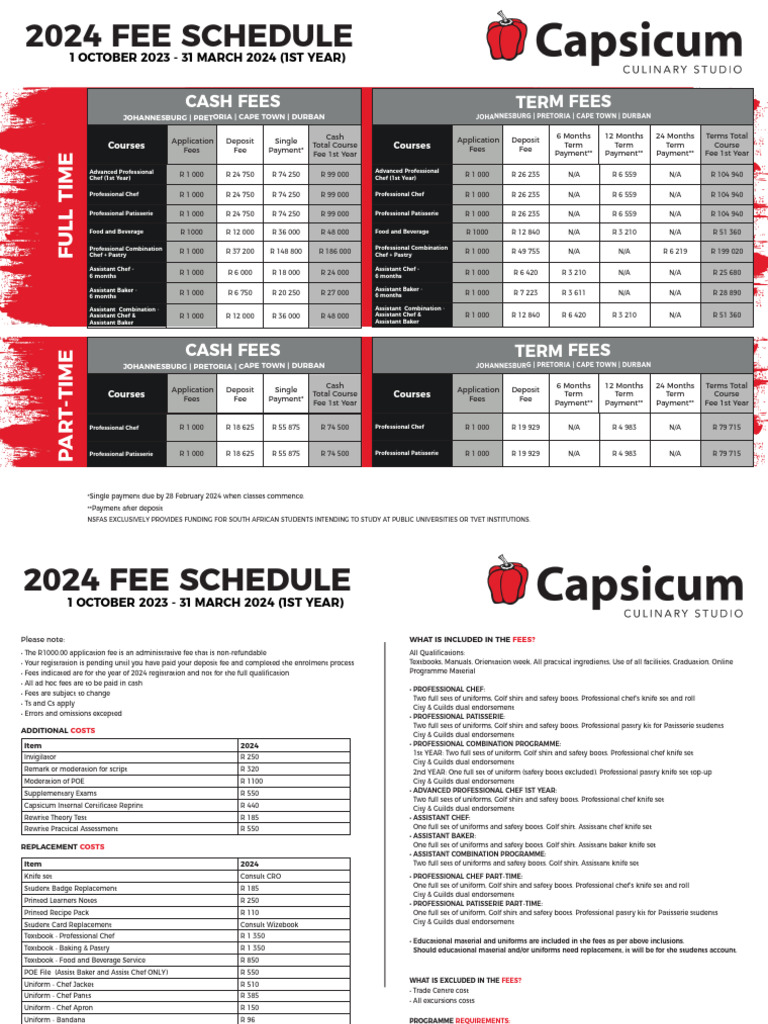 CCS-Fee Schedule 2023 - JHB CPT DBN PTA | PDF