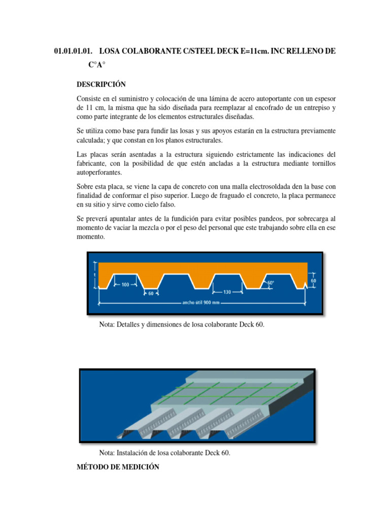 Losa Colaborante Steel Deck 11cm | PDF | Tecnología