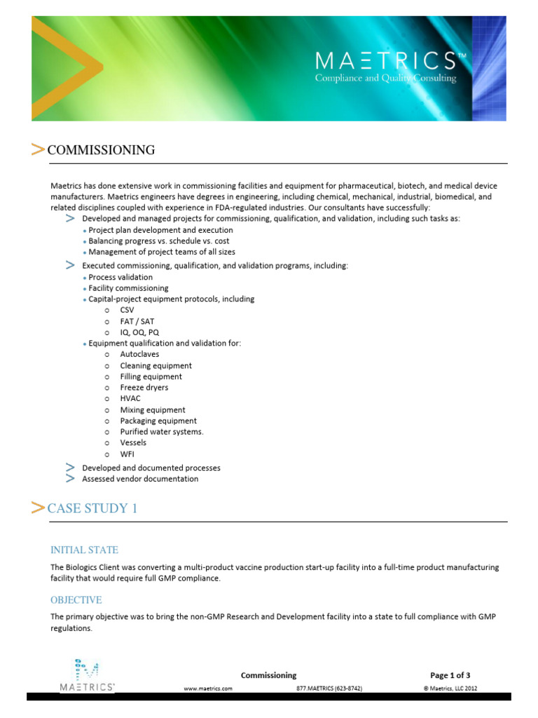 Commissioning Case Study | PDF | Verification And Validation | Engineering