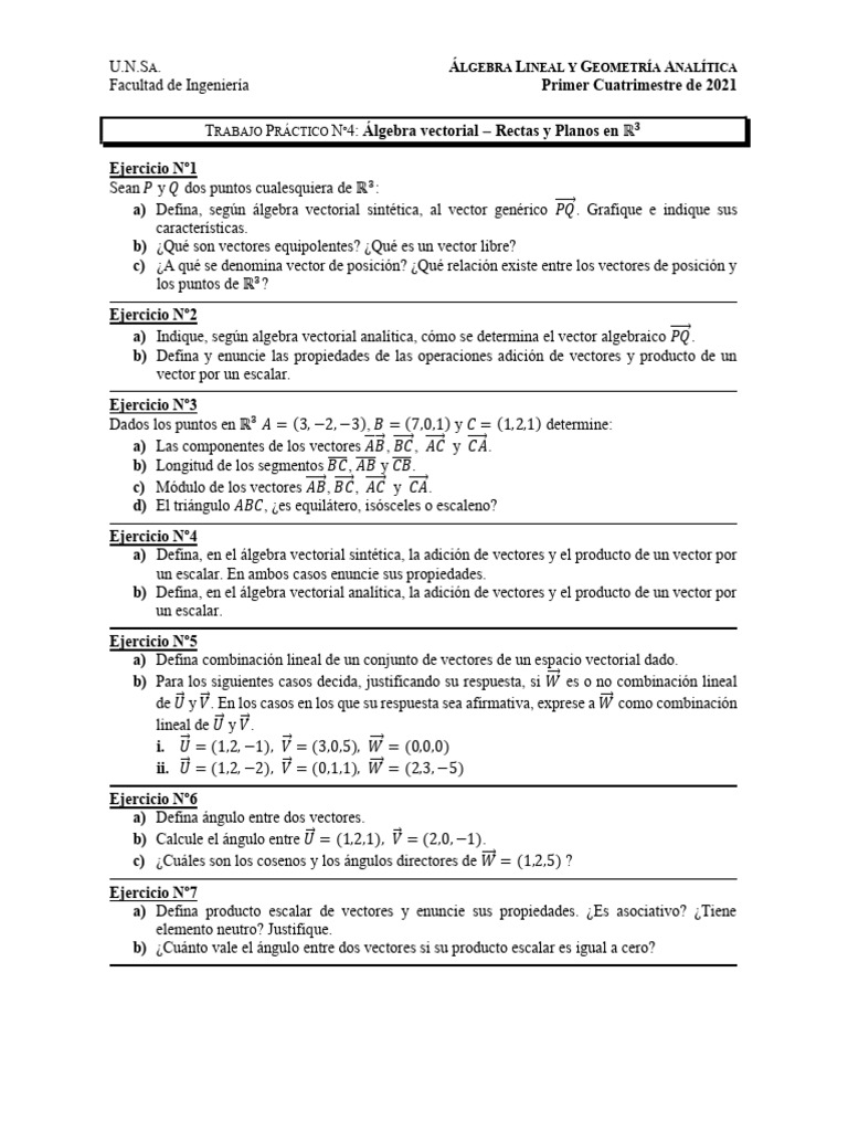 A Lgebra Ineal Y Eometría Nalítica | PDF | Espacio vectorial | Vector Euclidiano