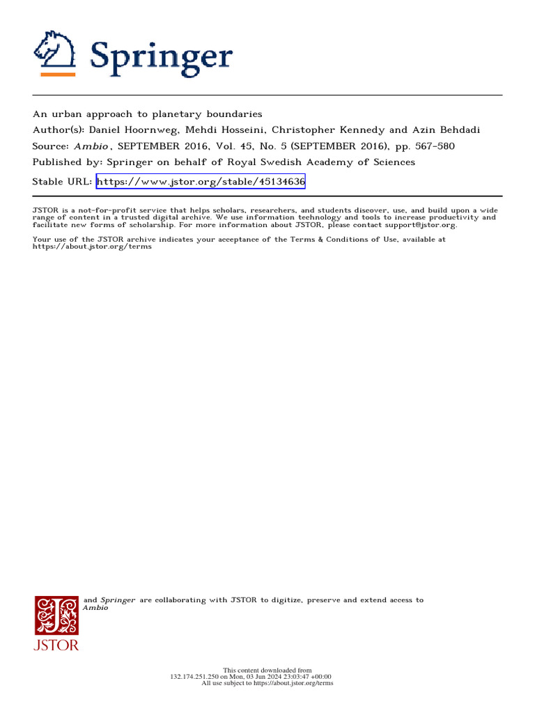 Hoornweg Urbanapproachplanetary 2016 | PDF | Scholarly Communication