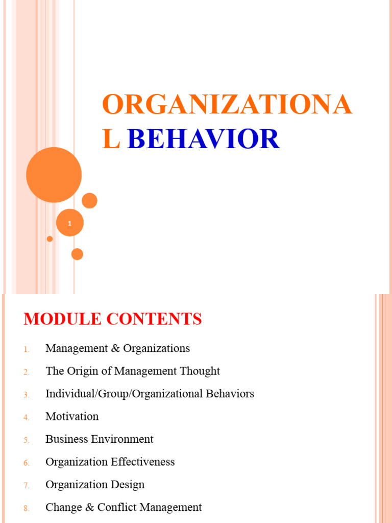 OB-MA Unit 1 Part I Study of OB | PDF | Organizational Structure | Job Satisfaction
