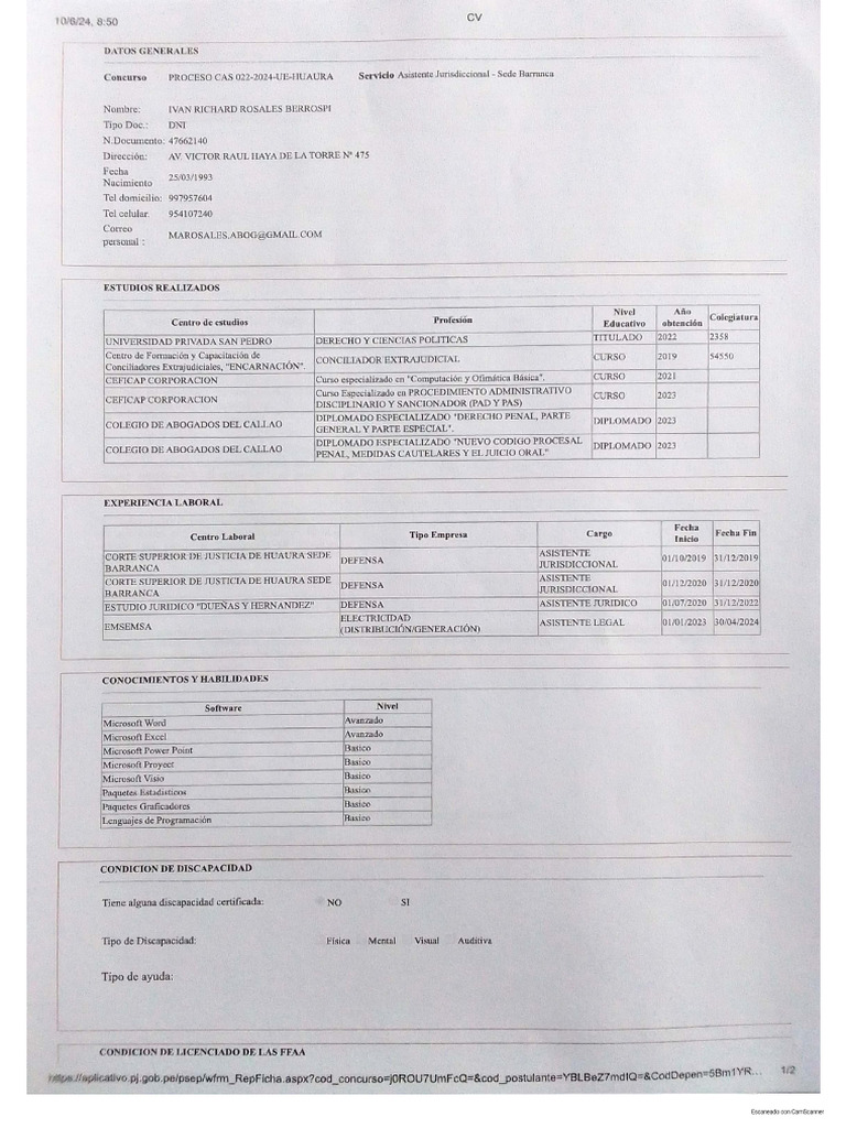 Documentos Postulacion PJ | PDF