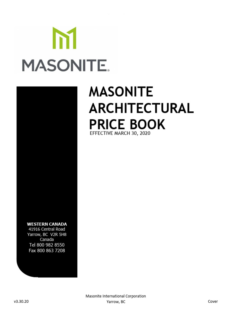Masonite Architectural Price Book 2020 | PDF | Wood | Door