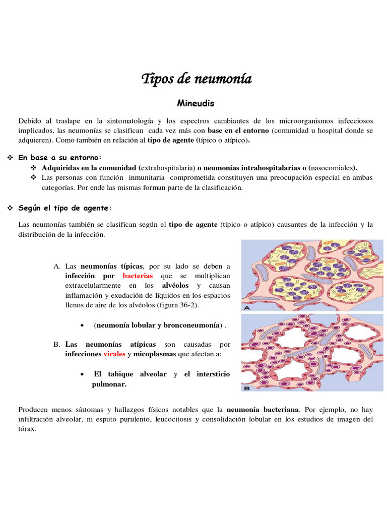 Tipos de Neumonía | PDF | Neumonía | Infección adquirida en el hospital