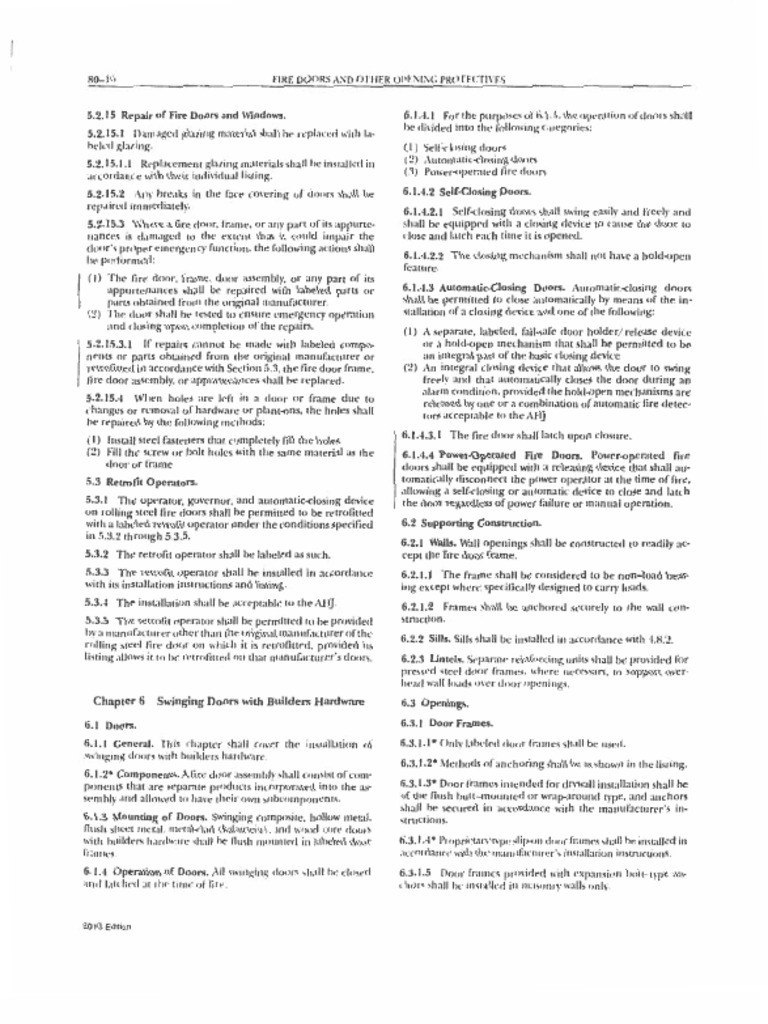 NFPA 80 2010 Installations | PDF | Door | Window