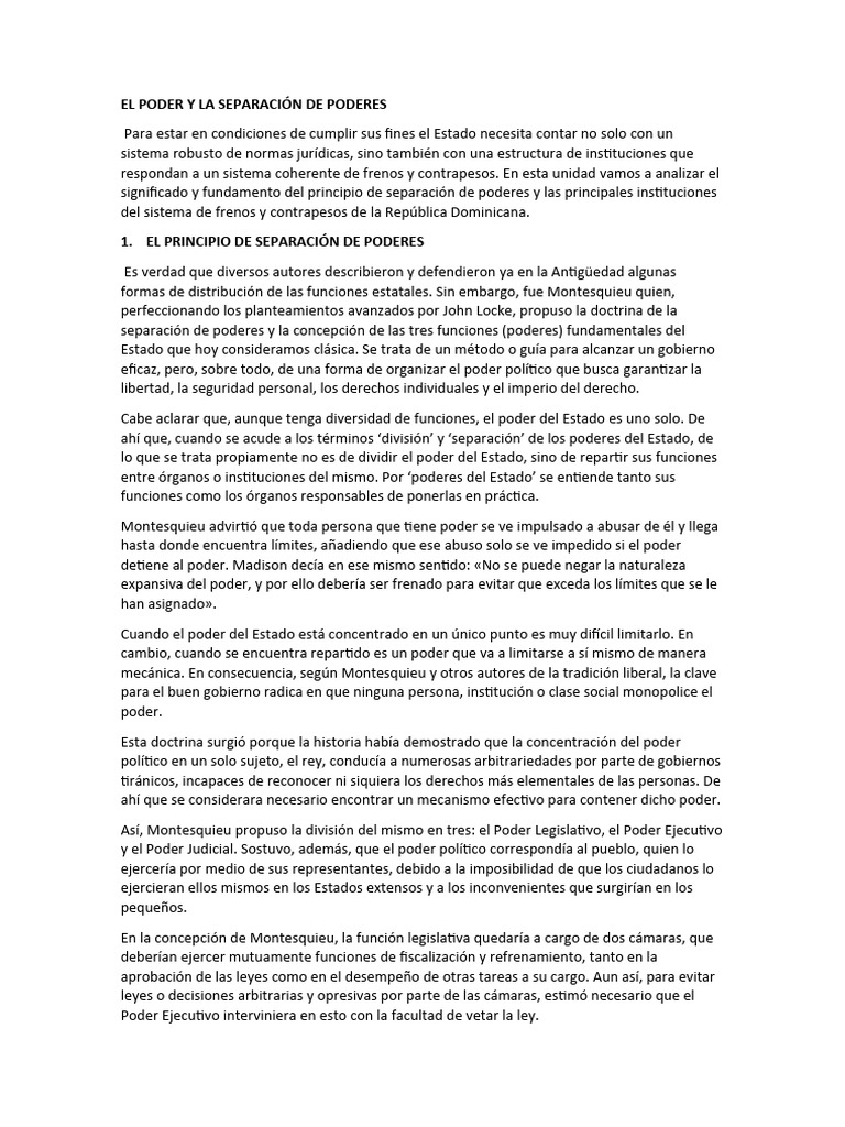El Poder Y La Separación De Poderes Descargar Gratis Pdf