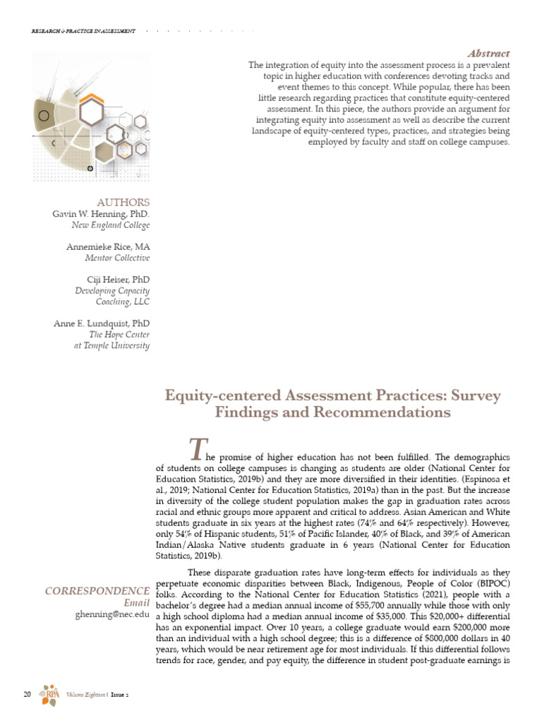 Equity Centered Assessment Practices RPA | PDF | Evaluation | Knowledge
