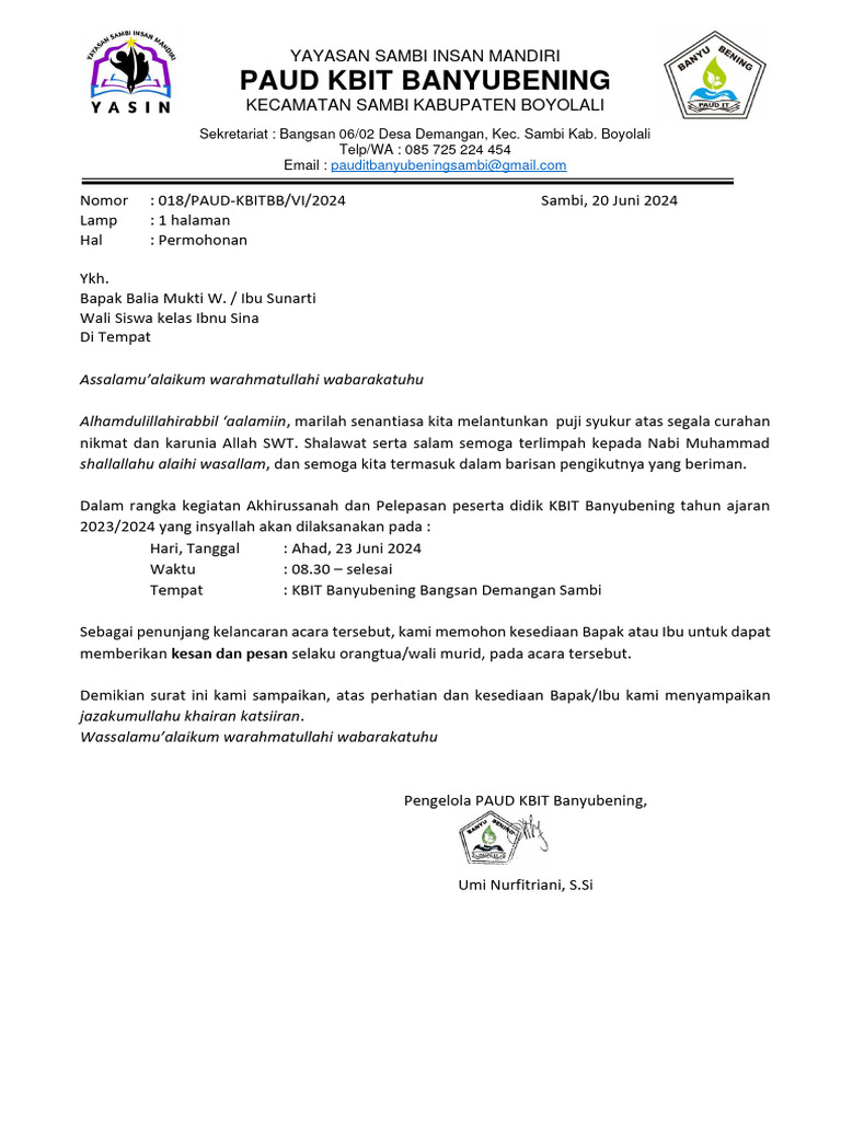 Surat Permohonan Kesan Dan Pesan | PDF