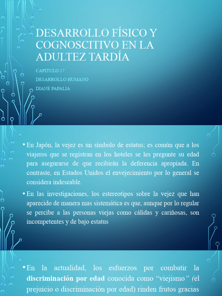 Desarrollo Físico y Cognoscitivo en La Adultez Tardía Cap 17 | PDF | Vejez | Envejecimiento