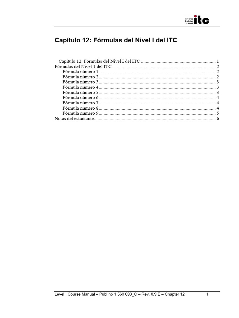 Fórmulas ITC Nivel I: Guía Completa | PDF | Conduccion termica | Radiación