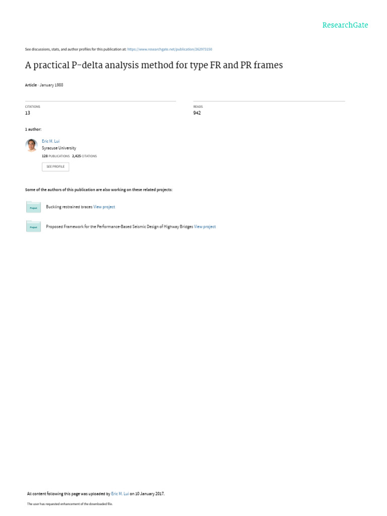 A Practial P-Delta Analysis Method For Type FR and PR Frames | PDF ...