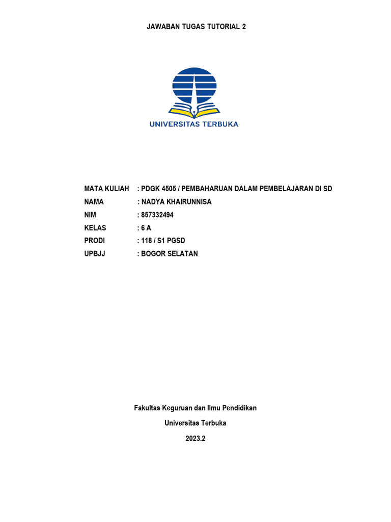 15b. Contoh Format Tugas Tutorial 1,2,3 | PDF